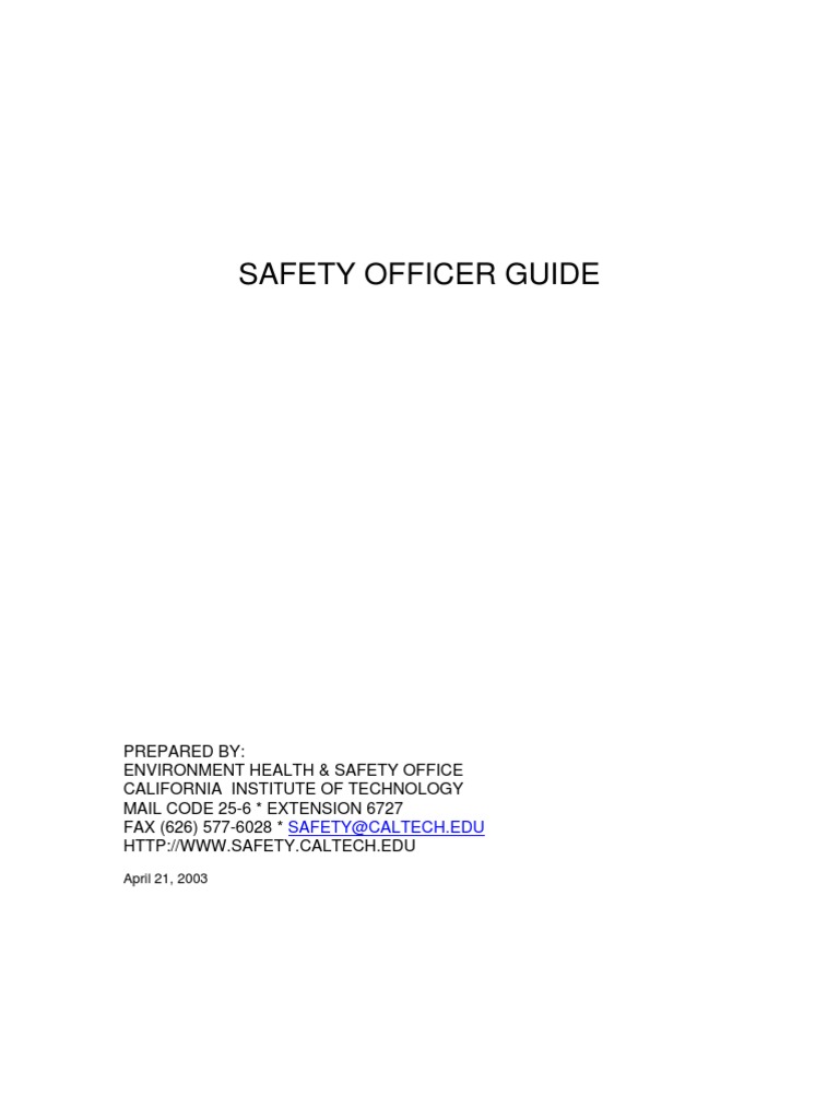 Safety Officer Guide | PDF | Laboratories | Emergency
