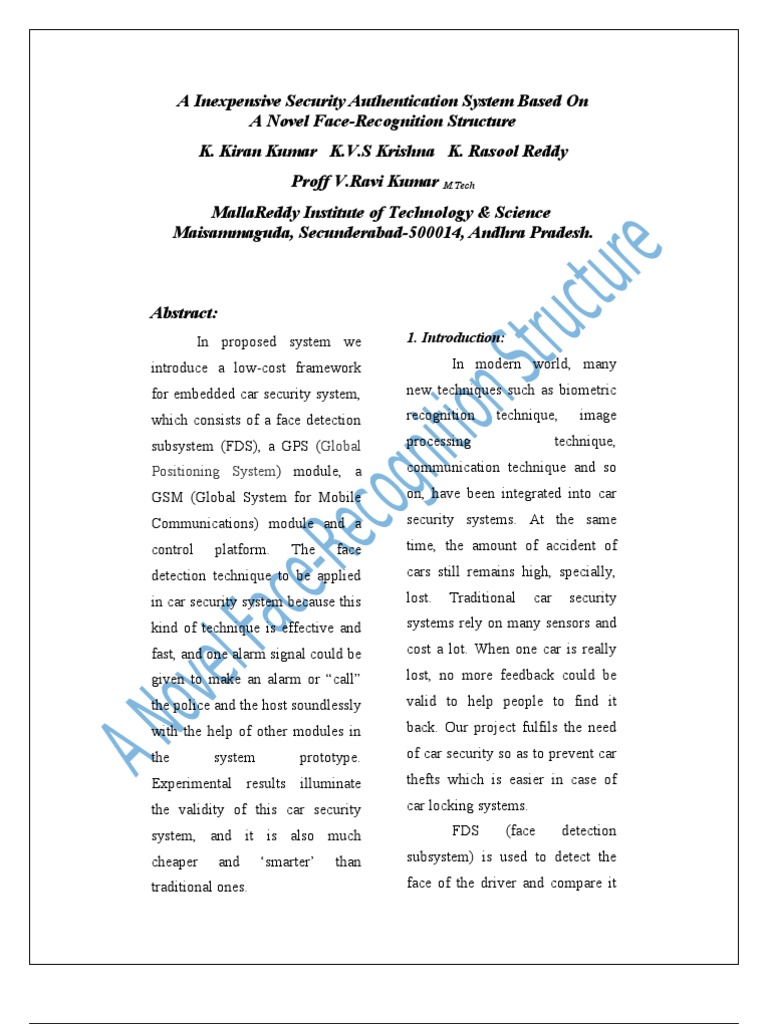 A Novel Based Face Recognition System | PDF | Security Alarm | Microcontroller