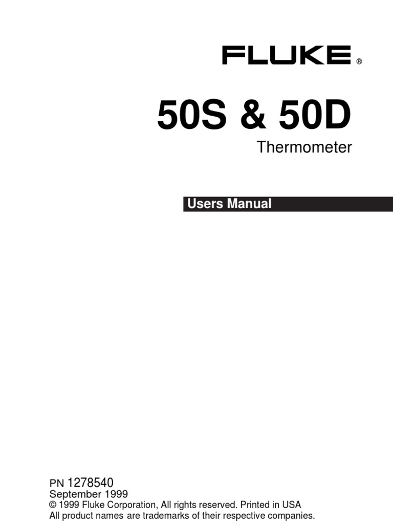 Fluke 50S, 50D Thermometer - User Manual | PDF | Home & Garden ...