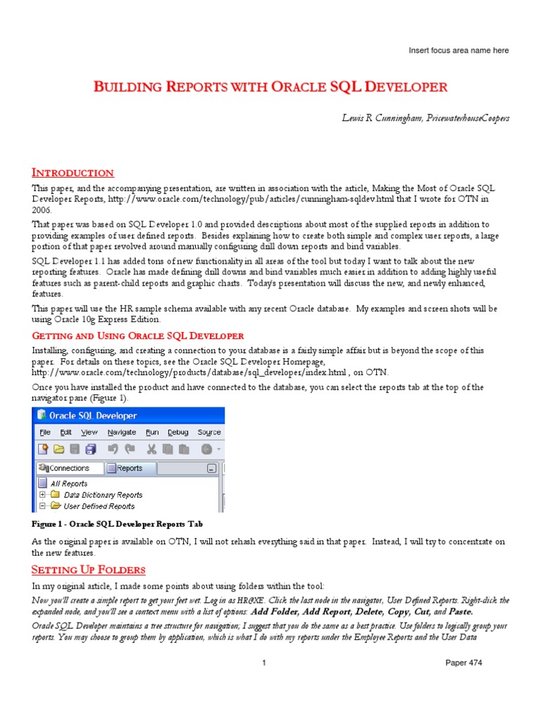 Building Reports With Oracle SQL Developer | PDF | Oracle Database | Sql
