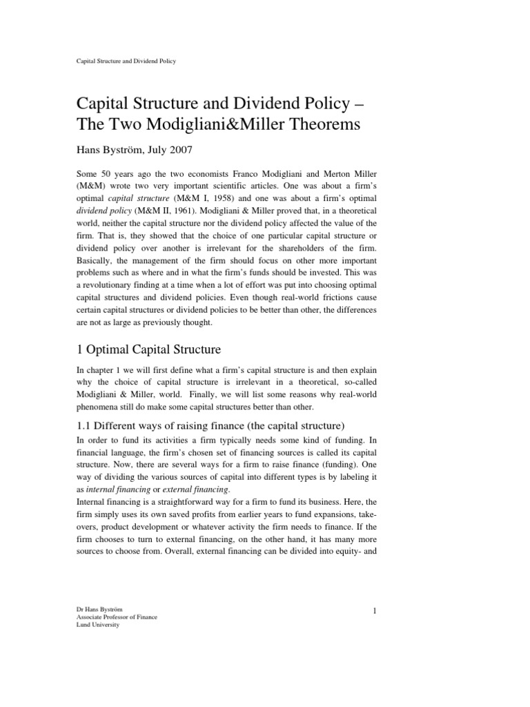 Capital Structure & Dividend Policy Insights | PDF | Capital Structure ...