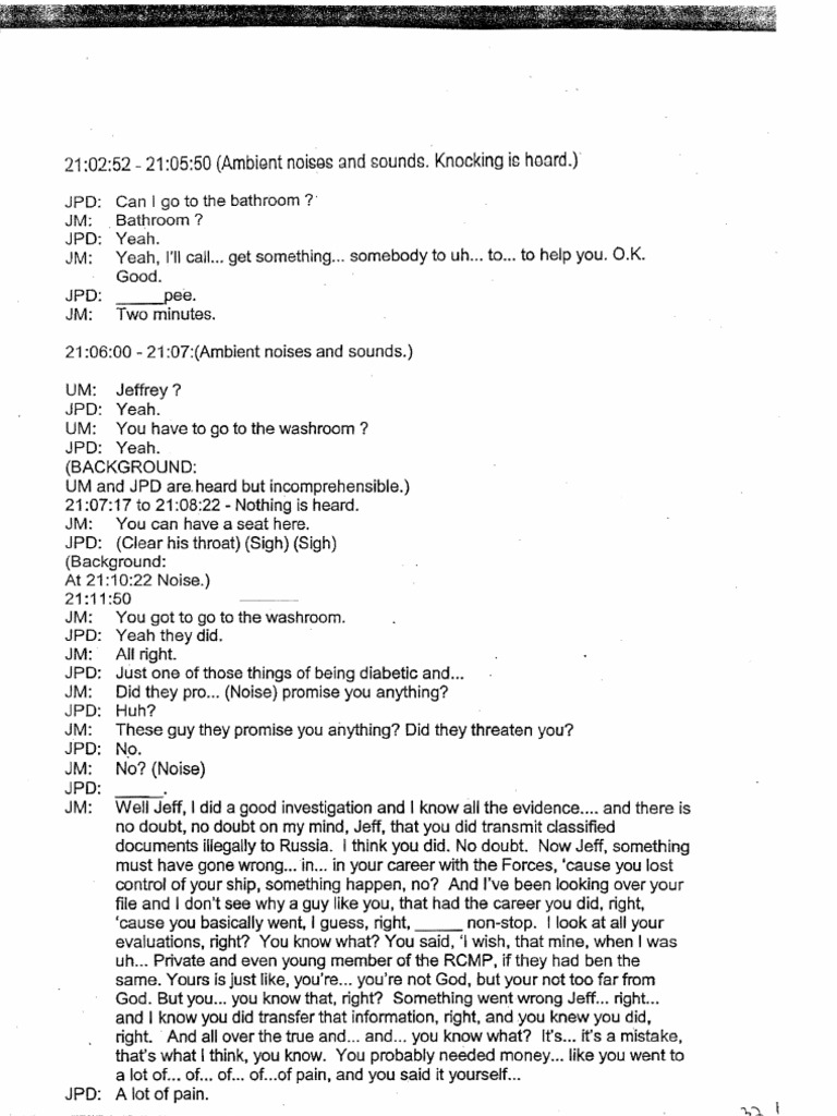 Excerpt of Jeffrey Delisle RCMP Interview Transcript | PDF | Violence