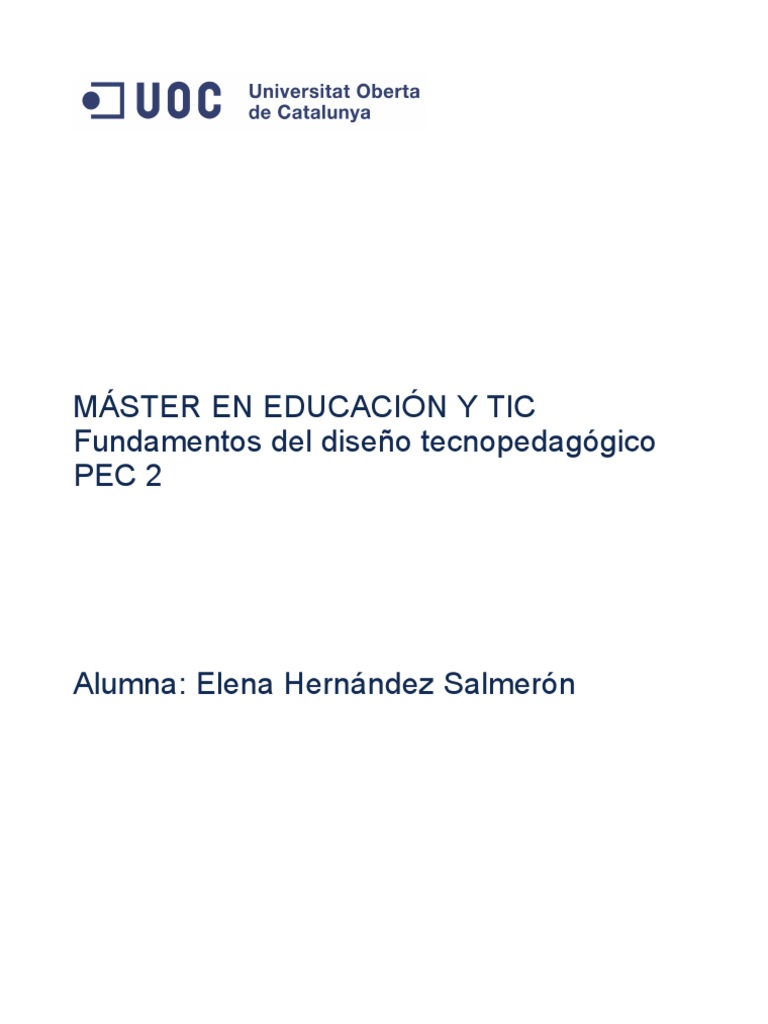 Fundamentos Del Diseño Tecnopedagogico PEC 2 | PDF | Tecnologia Educacional | Diseño instruccional