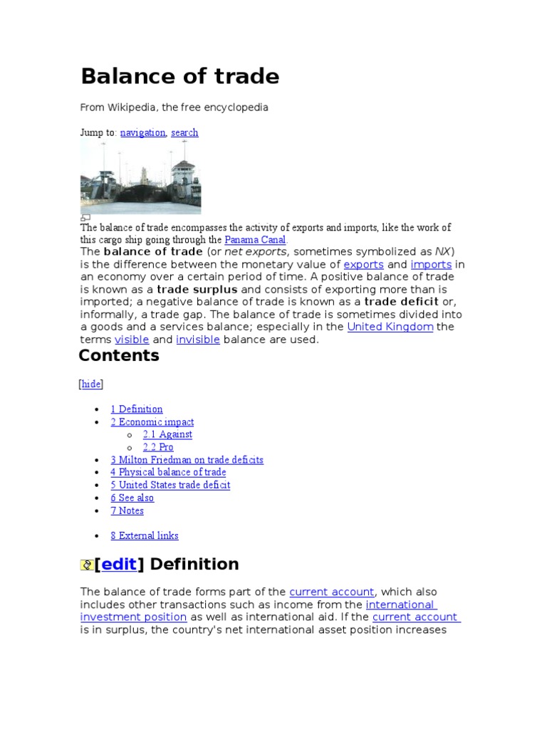 Understanding Balance of Trade Dynamics | PDF | Balance Of Trade ...