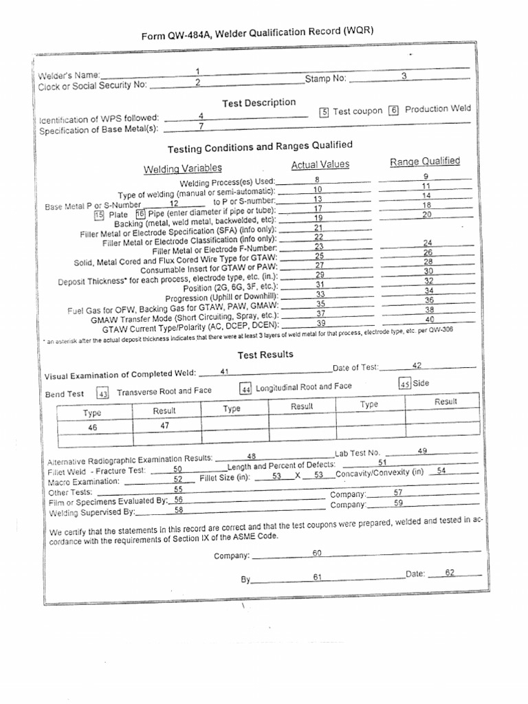 Welder Qualification WQR Check Point | PDF | History