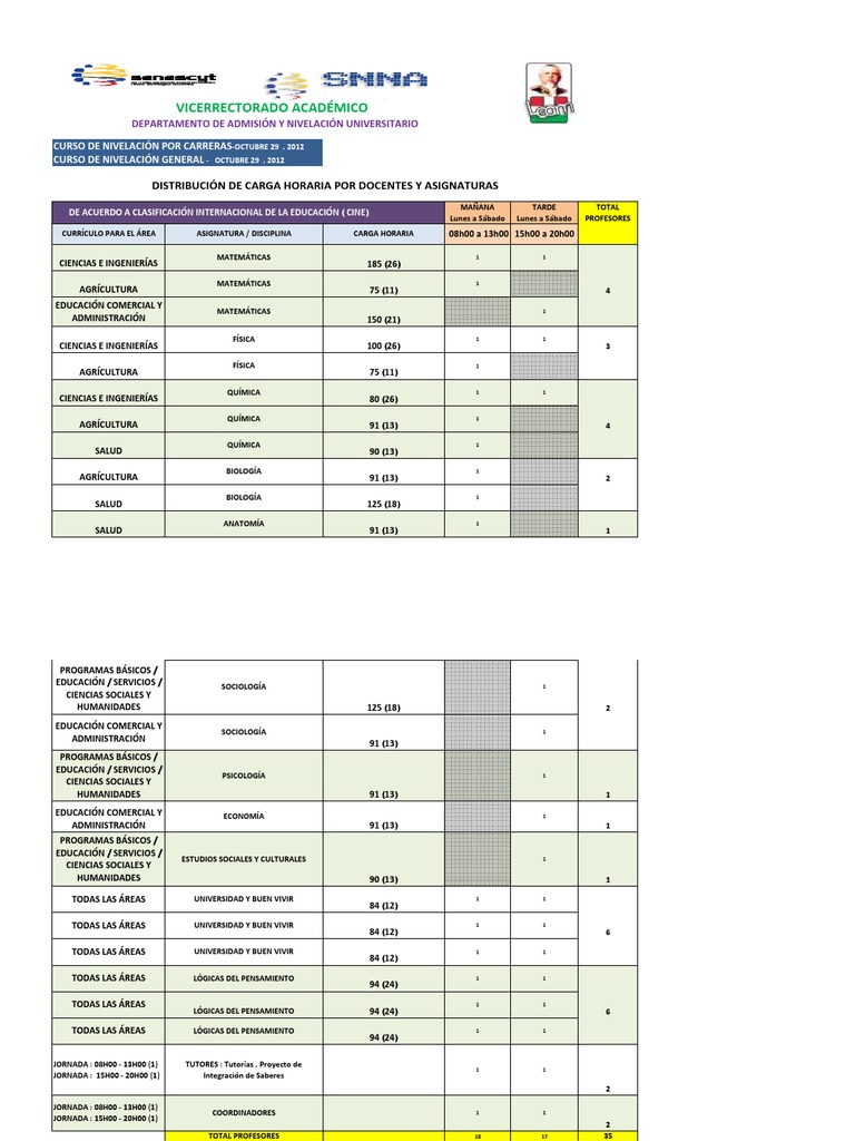 Distribución De Carga Horaria Docente 2025 Pdf