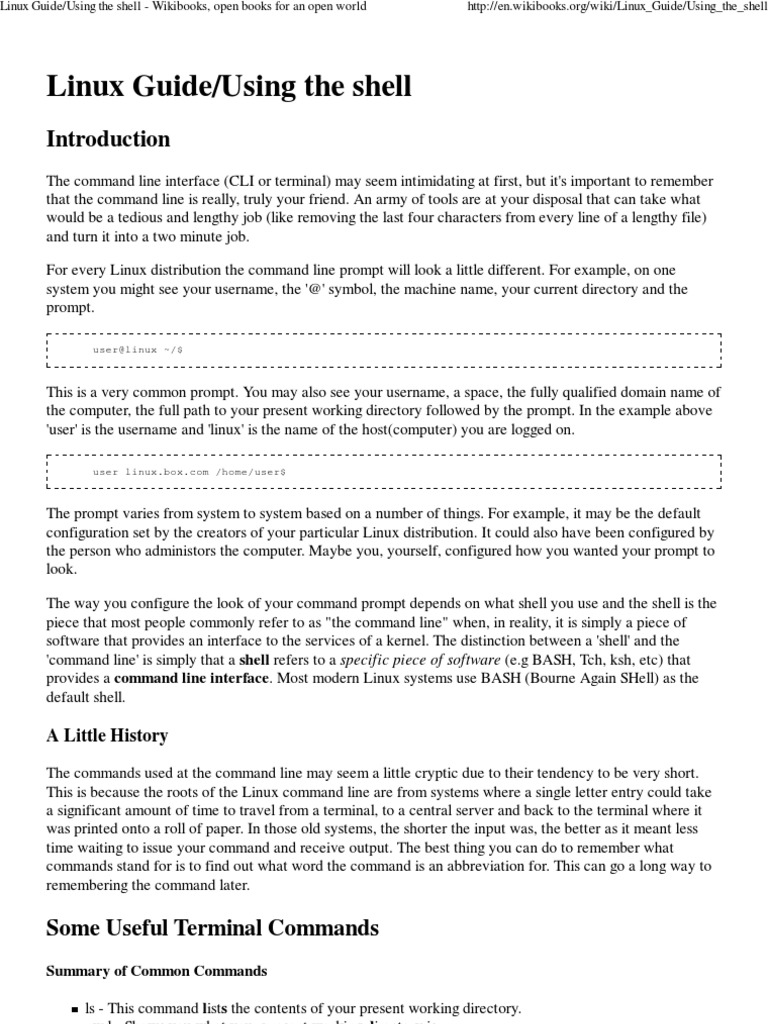Linux Guide - Using The Shell | PDF | Command Line Interface ...