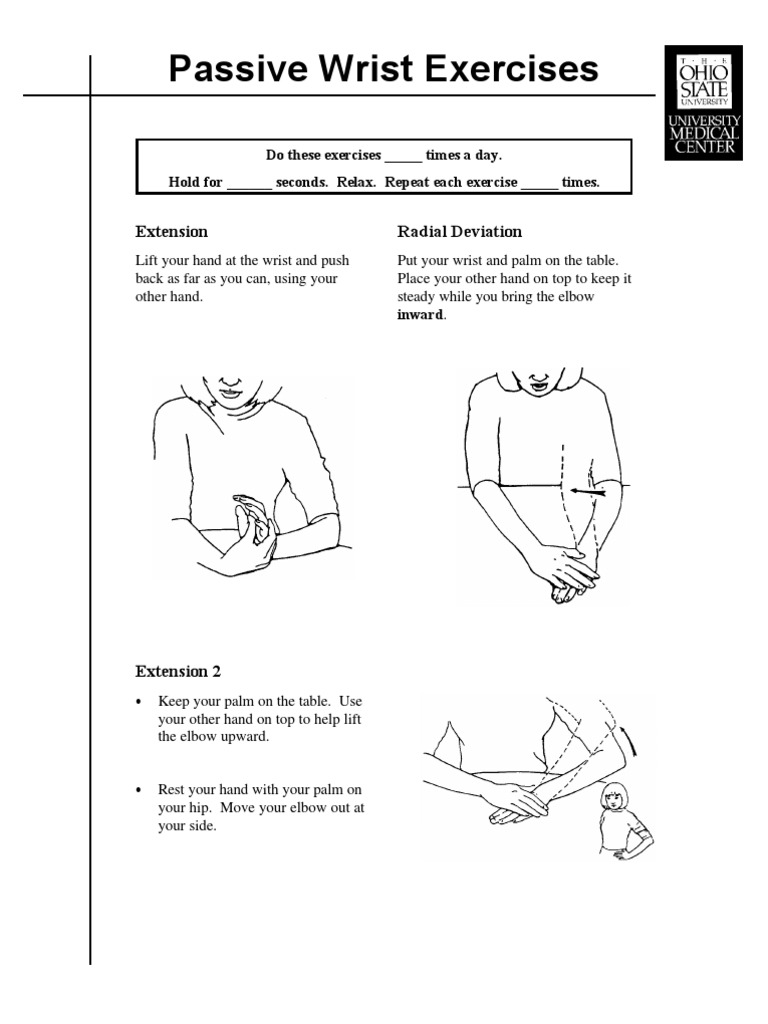 Passive Wrist Exercises: Extension Radial Deviation | PDF