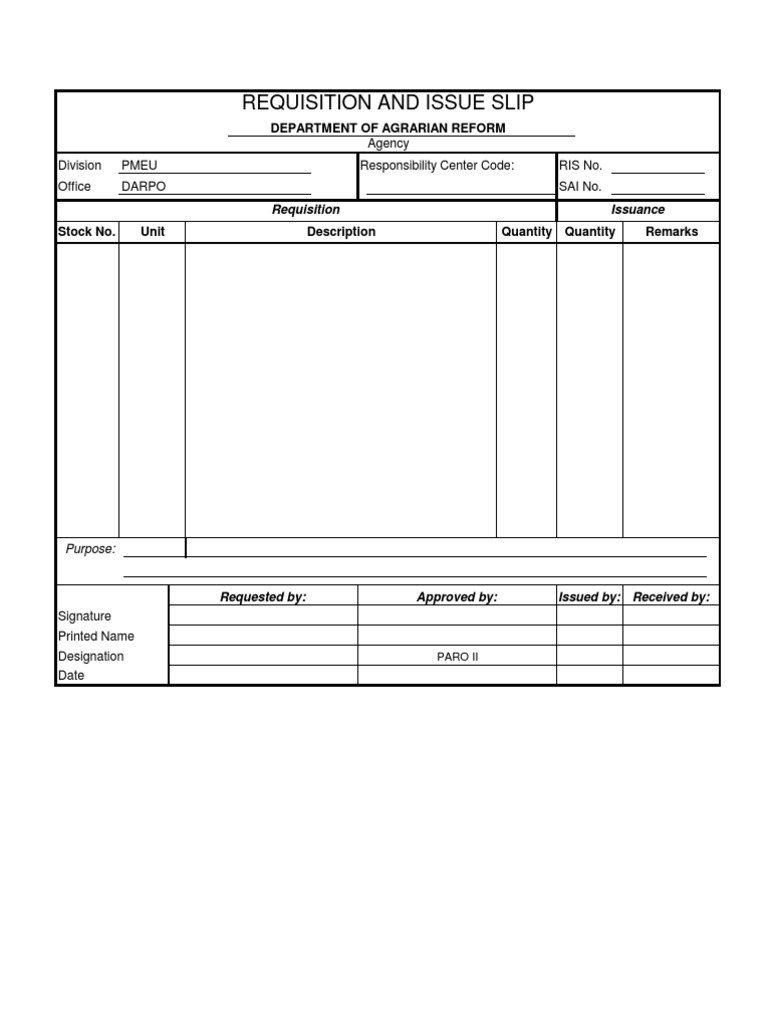 Requisition and Issuance Slip | PDF | Office Work | Media Technology