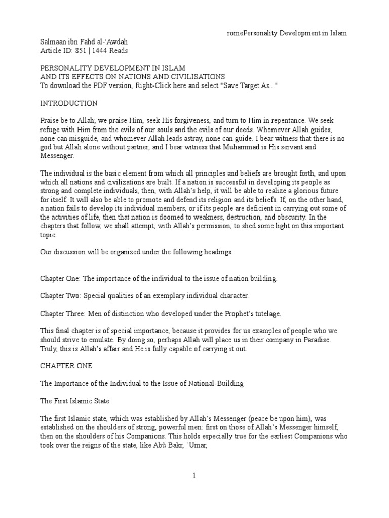 Personality Development in Islam | PDF | Moses In Islam | Aaron