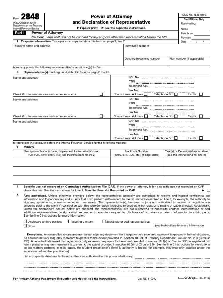 Power of Attorney and Declaration of Representative | Download Free PDF ...