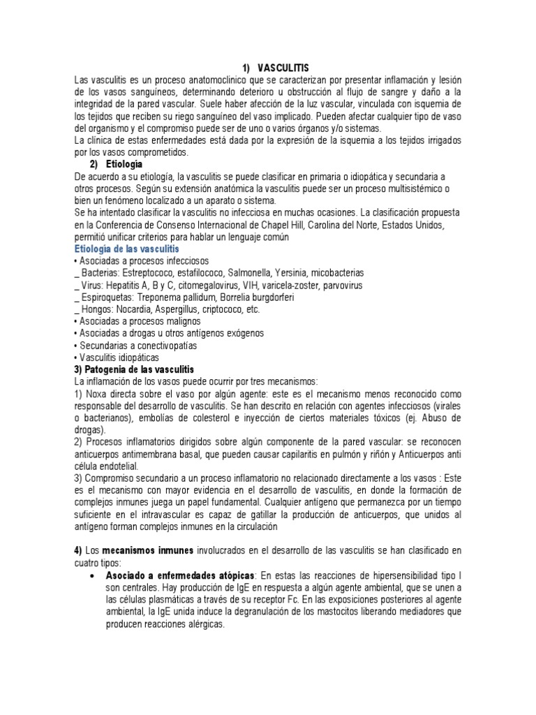 Resumen Vasculitis | PDF | Sistema inmune | Anticuerpo