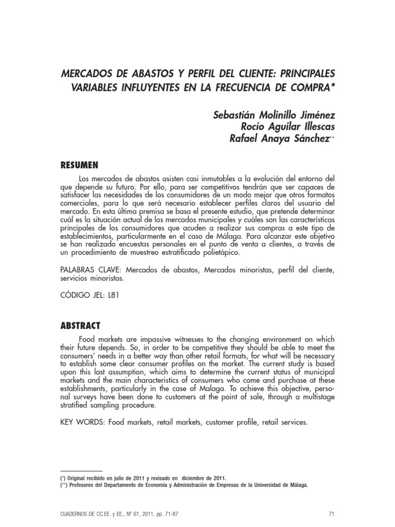 Perfil del Cliente en Mercados de Abastos | PDF | Los consumidores ...