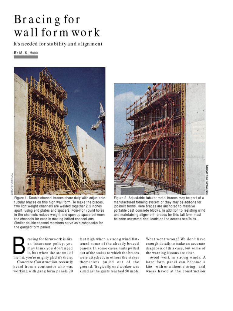 Bracing for Wall Formwork | Lumber | Scaffolding