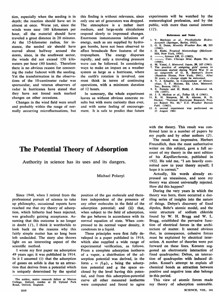 Potential Theory | PDF | Adsorption | Chemistry