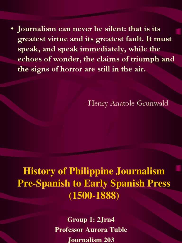 Philippine Journalism: Pre-Colonial to 1888 | PDF | Philippines ...
