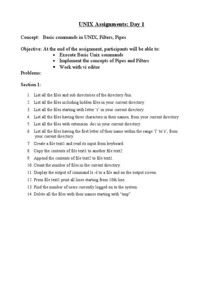 An Introduction to Basic UNIX Commands, Pipes, Filters and the VI ... An Introduction to Basic UNIX Commands, Pipes, Filters and the VI ...