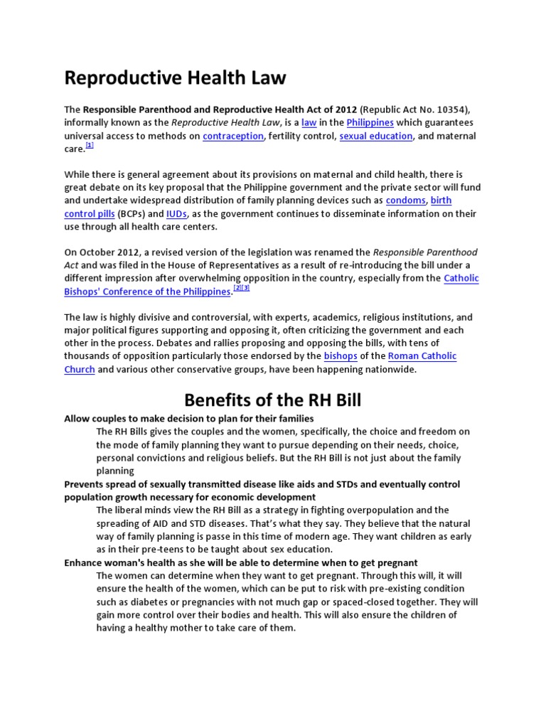 Reproductive Health Law | PDF | Family Planning | Birth Control