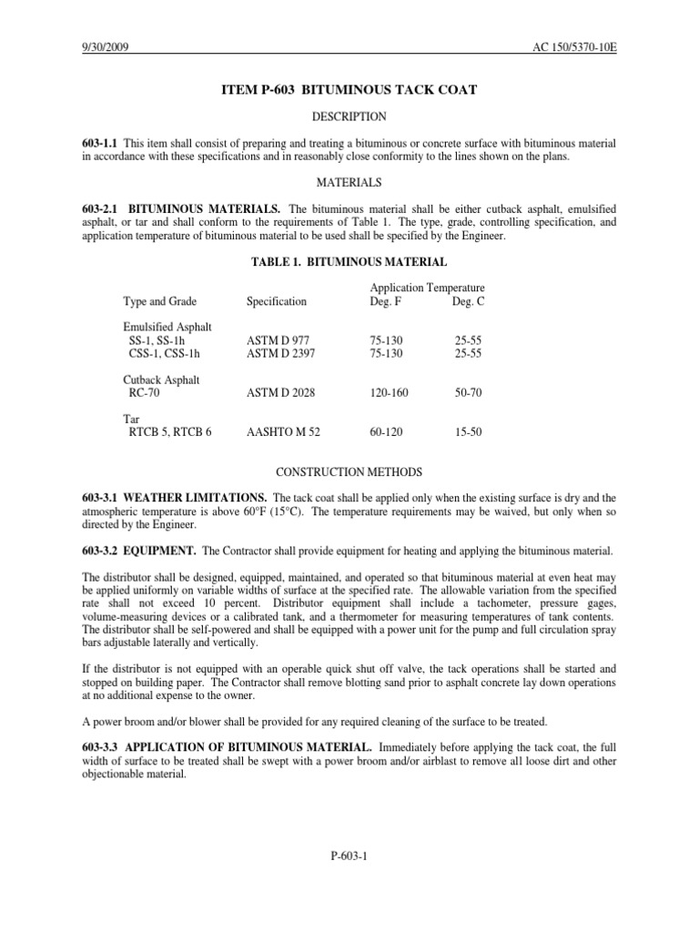 Bituminous Tack Coat Specifications | PDF