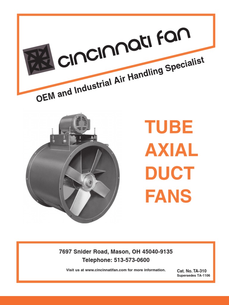 Tube Axial Fan | PDF | Bearing (Mechanical) | Mechanical Fan