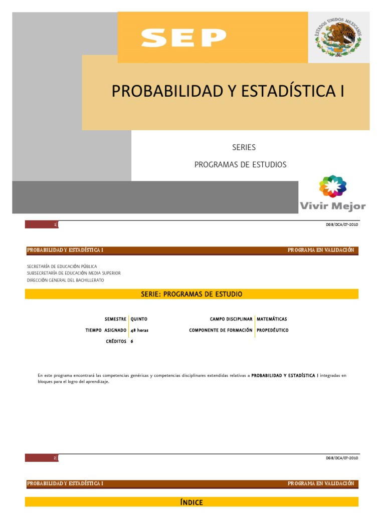 Probabilidad y Estadística I SEP | PDF | Aprendizaje | Estadísticas