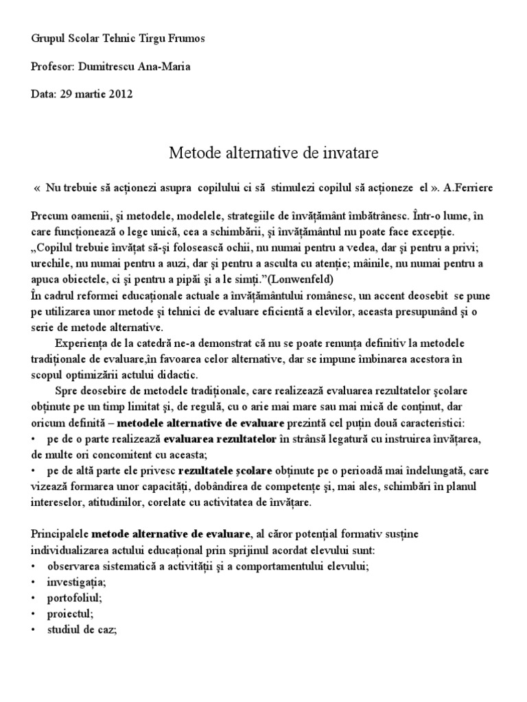 Metode Alternative de Predare | PDF