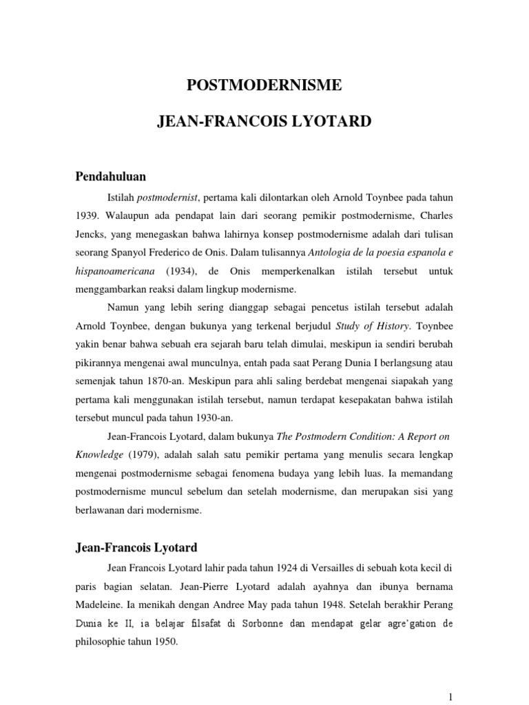Pemikiran Postmodern Lyotard | PDF | Ilmu Sosial | Sejarah
