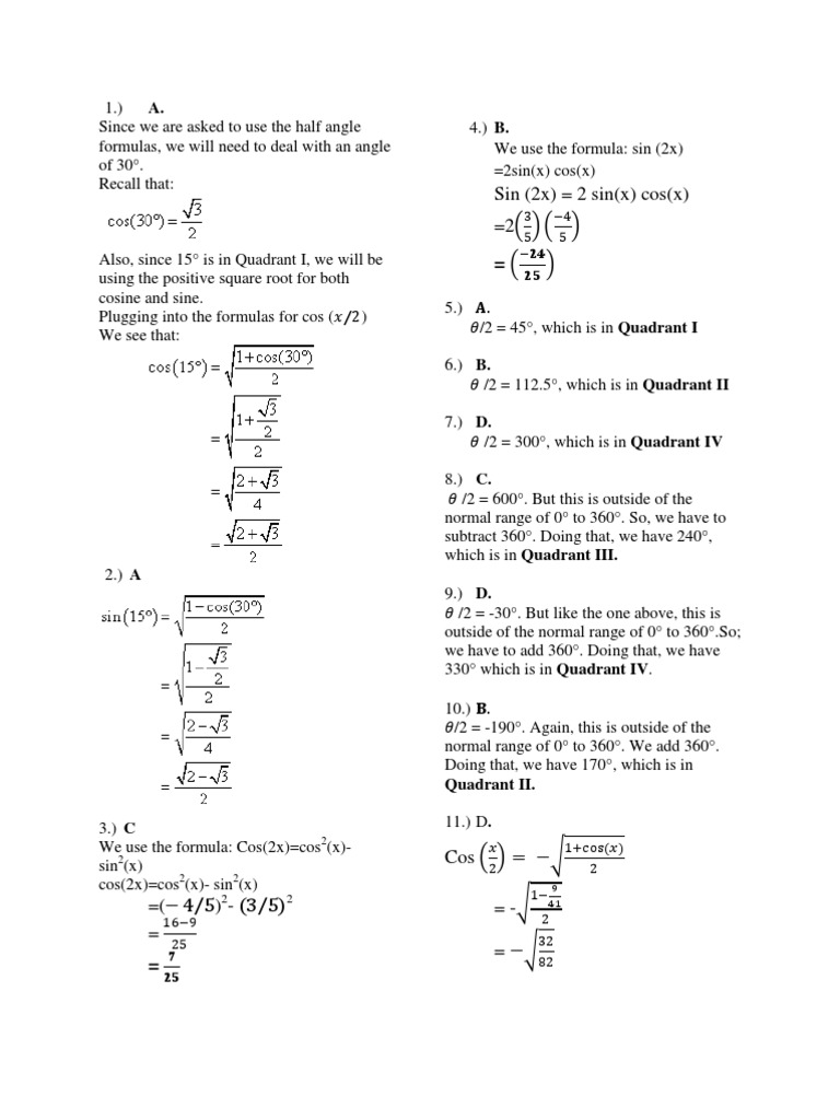 Sin (2x) 2 Sin (X) Cos (X) 2 | PDF | Teaching Methods & Materials