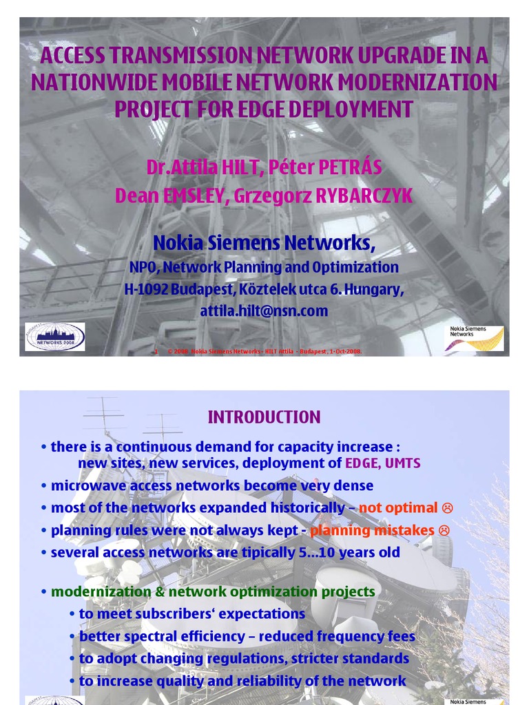 Access Transmission Network Upgrade in A Nationwide Mobile Network ...