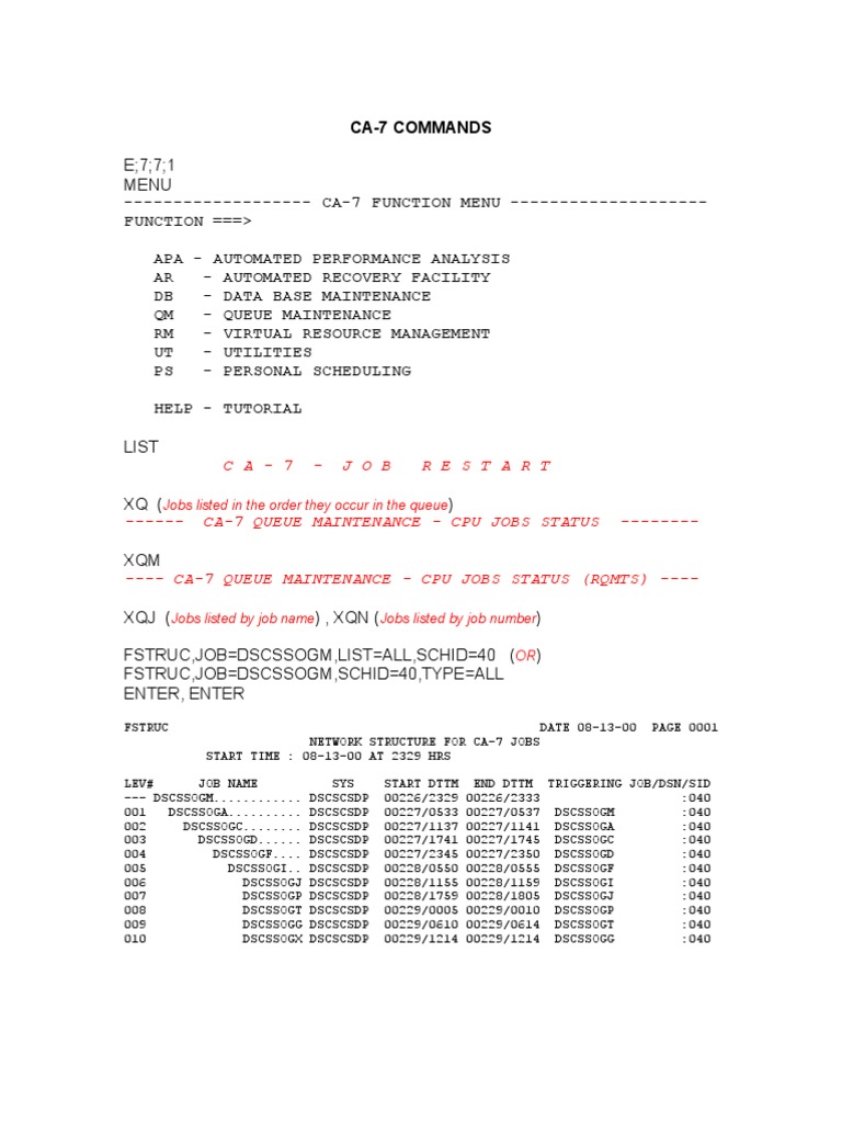 CA 7 Commands
