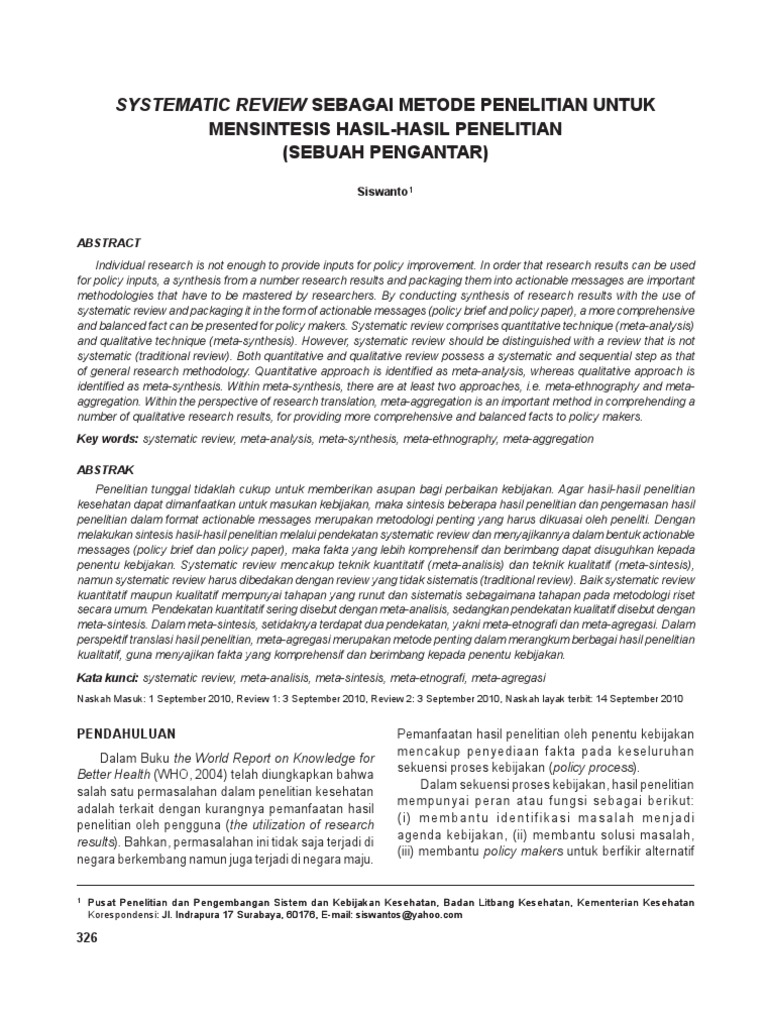 Sistematik Review | PDF | Meta Analysis | Systematic Review