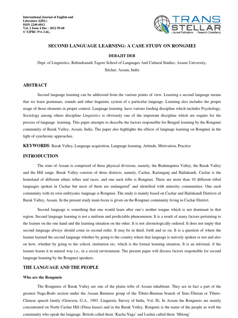 Second Language Learning: A Case Study On Rongmei | PDF | Second ...