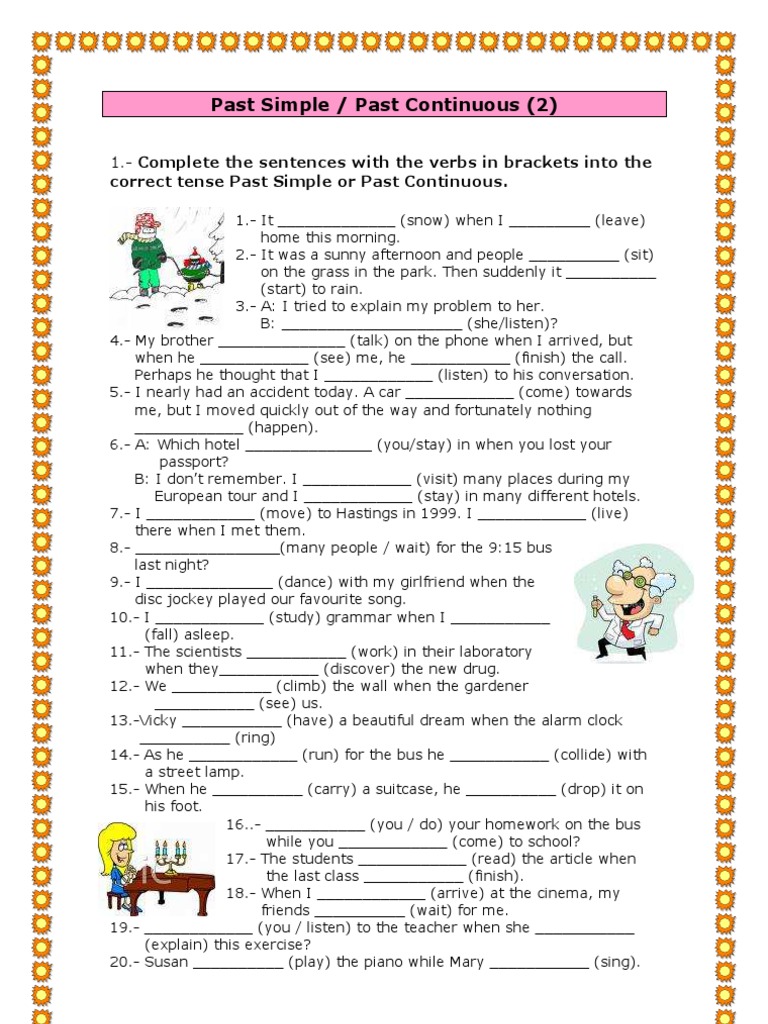 Past Simple and Continuous Exercises | PDF | Linguistics | Language ...