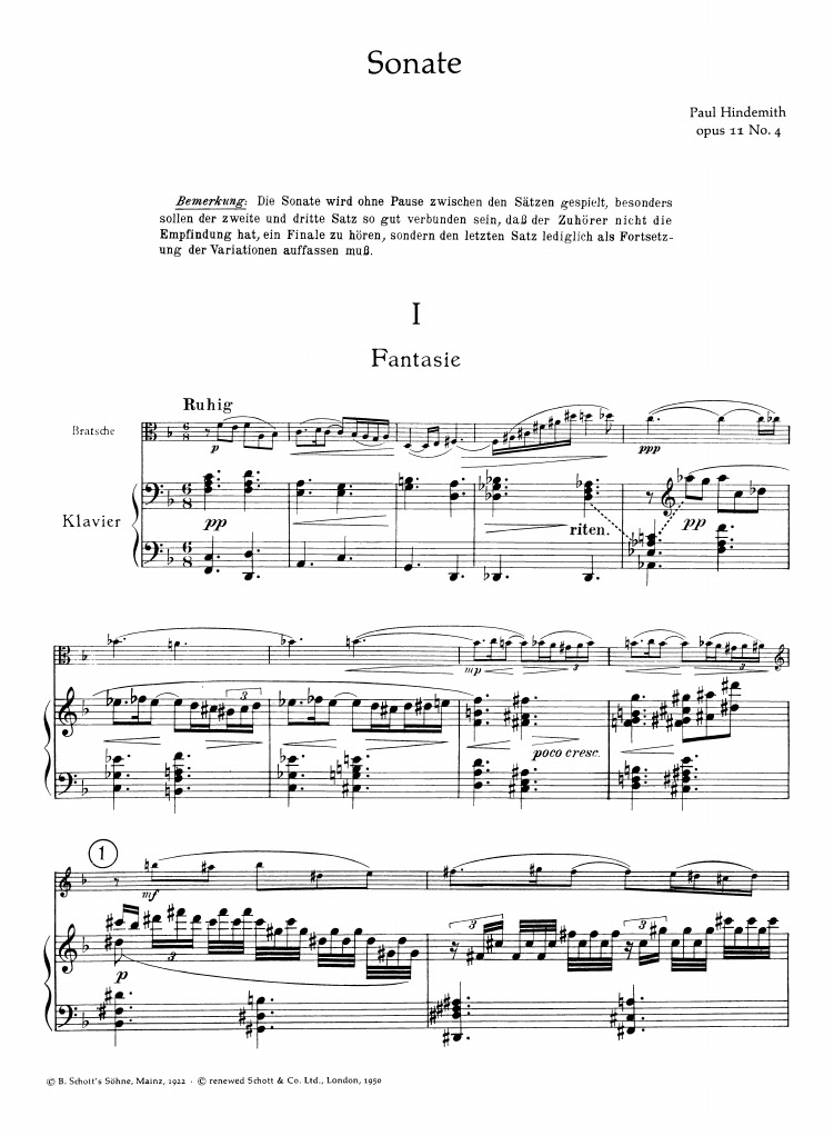 Hindemith - Viola Sonata, Op. 11-4 PDF
