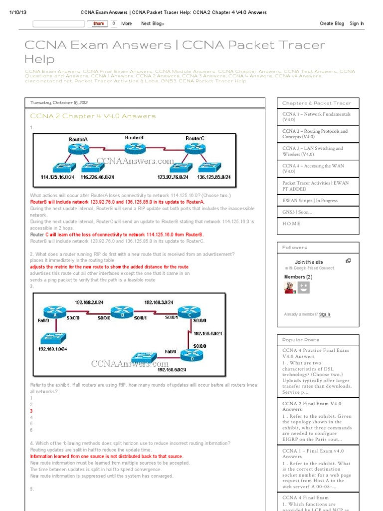 Ccna 2 Chapter 2 Exam Answers Routing Router Computing 7355