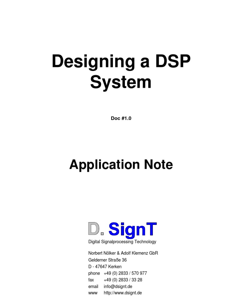 Dsp System Design Pdf Digital Signal Processor Instruction Set