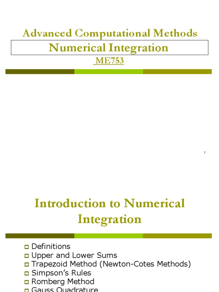 Advanced Computational Methods: Numerical Integration | PDF | Integral ...