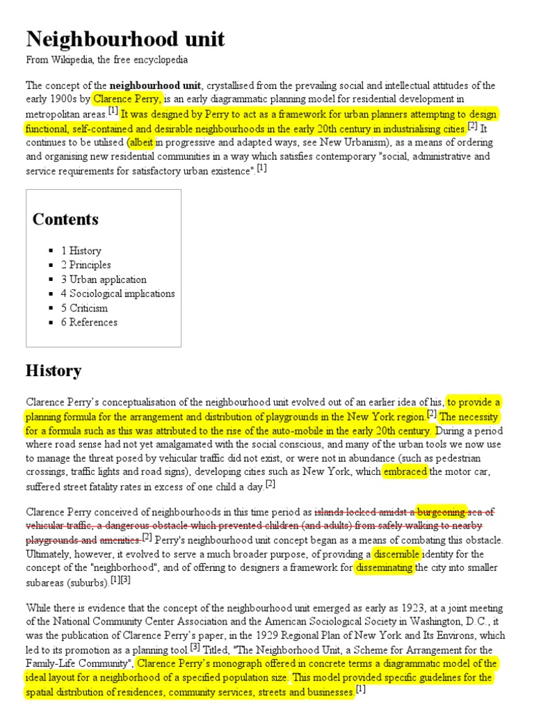 Neighbourhood Unit - Wikipedia, The Free Encyclopedia | PDF