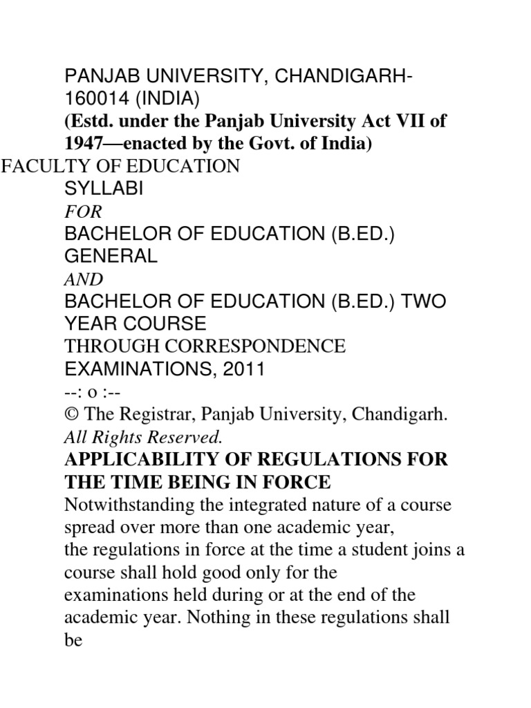 Panjab University | PDF | Postgraduate Education | Adult Education