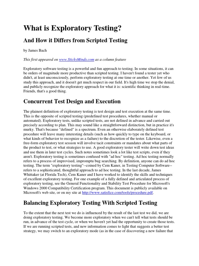 What Is Exploratory Testing?: and How It Differs From Scripted Testing ...
