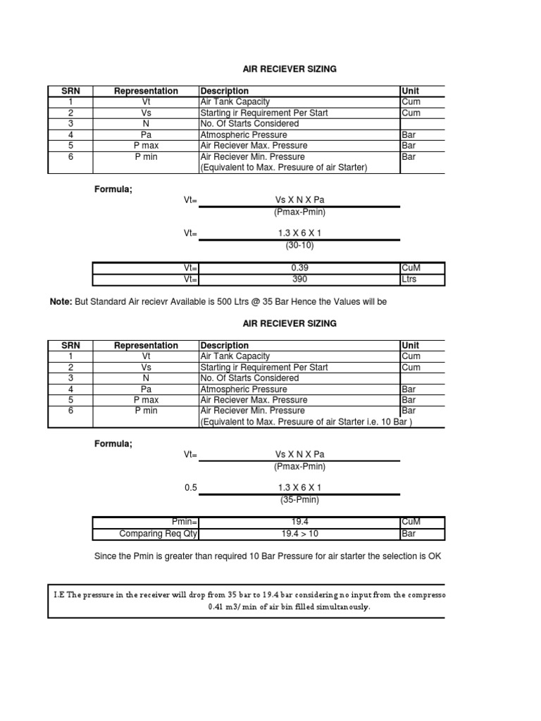 Air Receiver Sizing | PDF