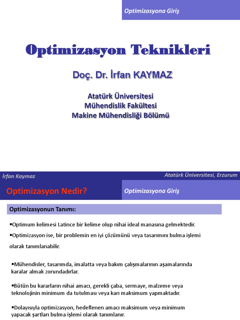 Optimizasyon Teknikleri | PDF