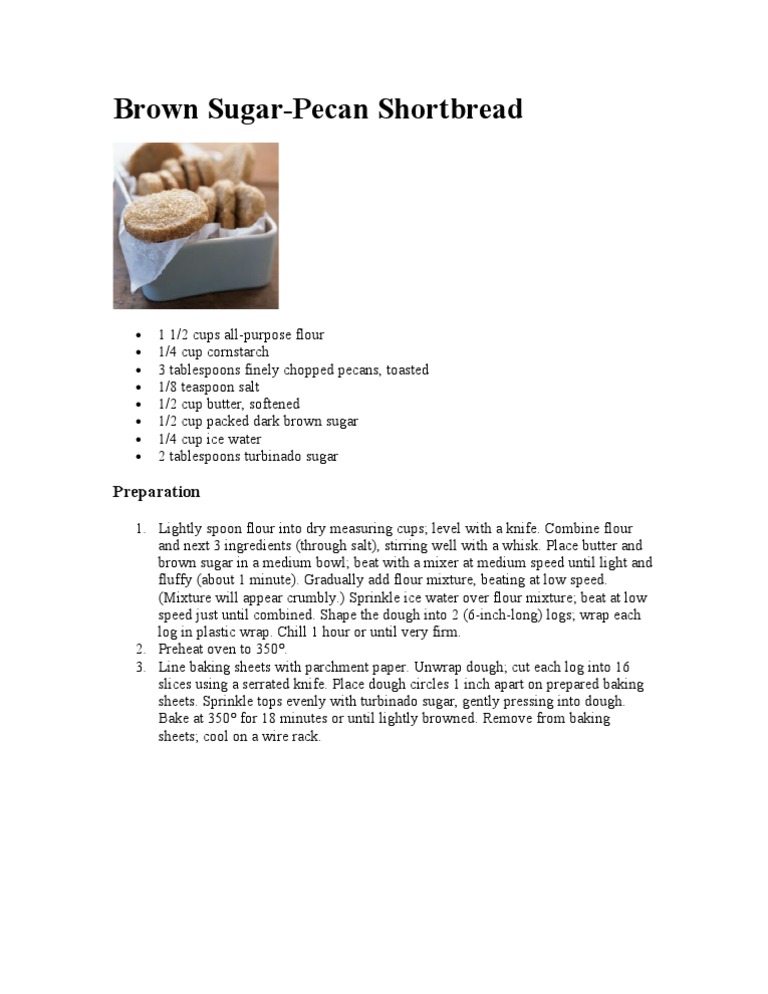 Brown Sugar-Pecan Shortbread Recipe | PDF