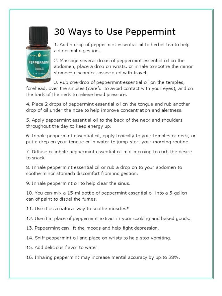 30 Ways To Use Peppermint Essential Oil | PDF | Essential Oil | Oil
