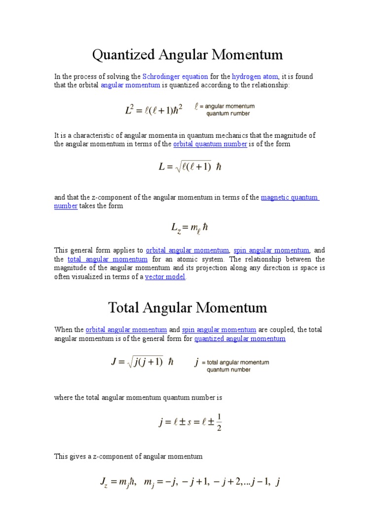 Vector Model For Orbital Angular Momentum | PDF | Spin (Physics) | Electron