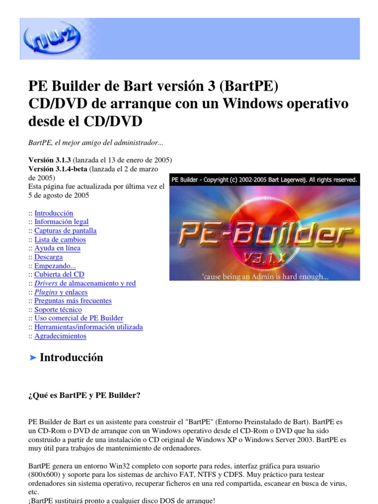 BartPE CD-DVD de Arranque Con Win | PDF | Windows XP | Dos
