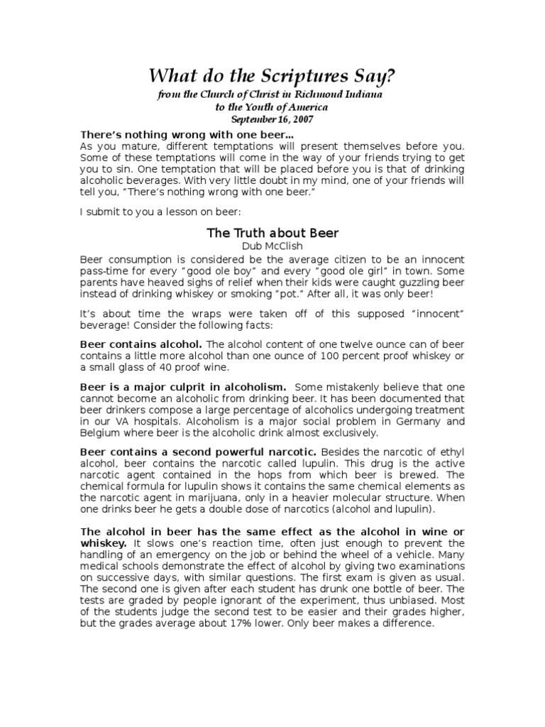 Teen: The Truth About Beer | PDF | Alcoholic Drinks | Beer