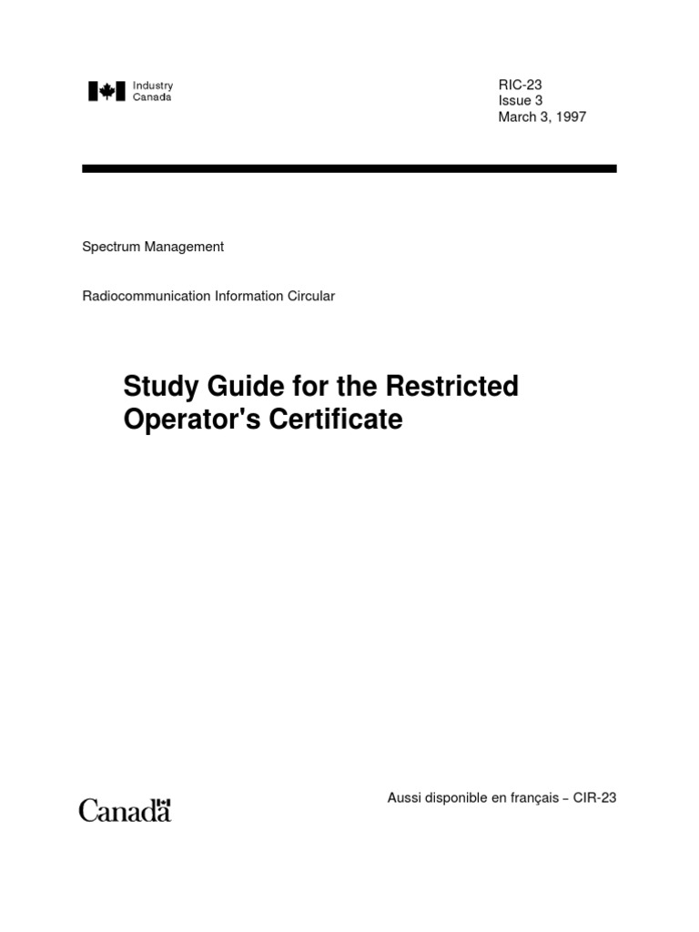 Study Guide For Restricted Operator's Certificate (ROC) | PDF | Radio ...