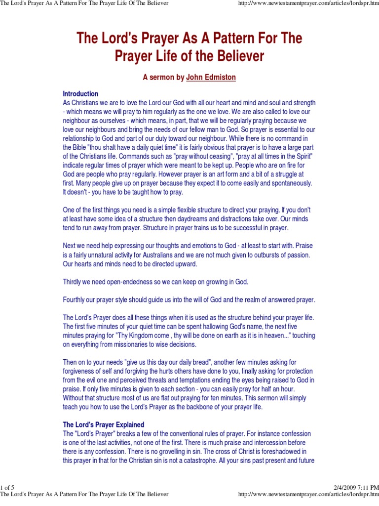 The Lord's Prayer As A Pattern | Download Free PDF | Lord's Prayer | Prayer