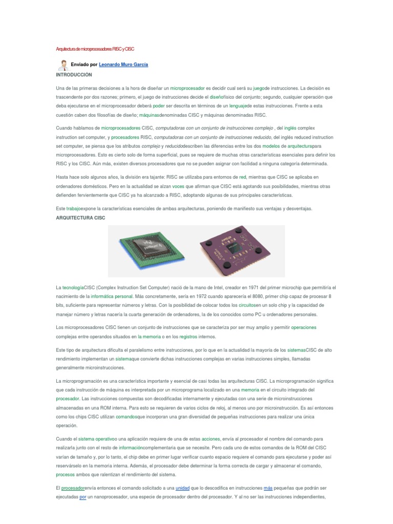 1 - Arquitectura de Microprocesadores RISC y CISC | PDF